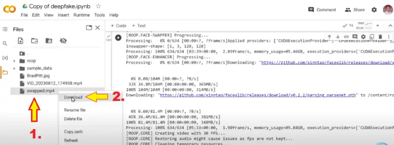 Deepfake.ipynb Face Swap Online using Google Colab (Free)