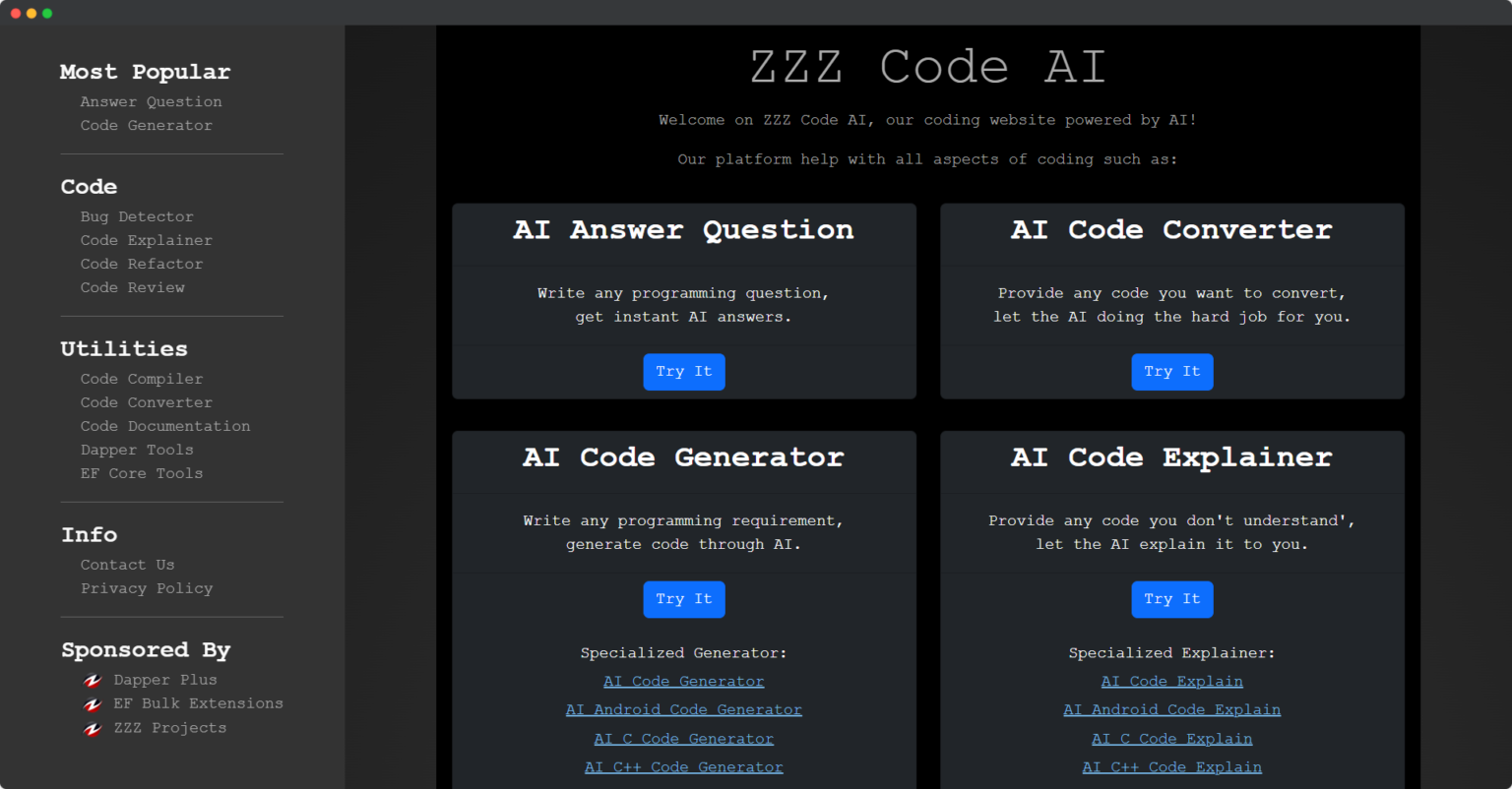 ZZZ Code AI: Free Code Generator, Bug Detector, Github